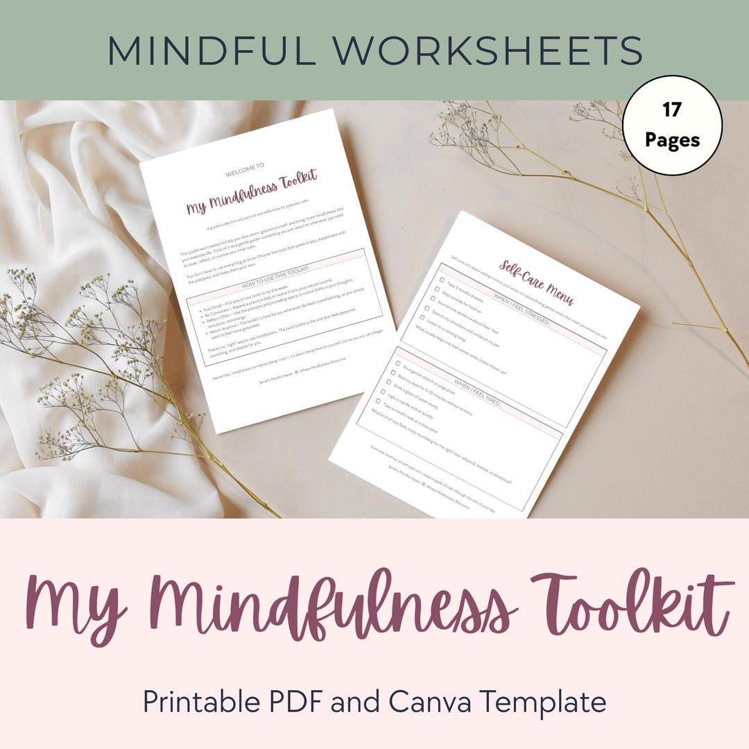 Mindfulness Toolkit | Self-care Journal + Gratitude Planner | Printable ...