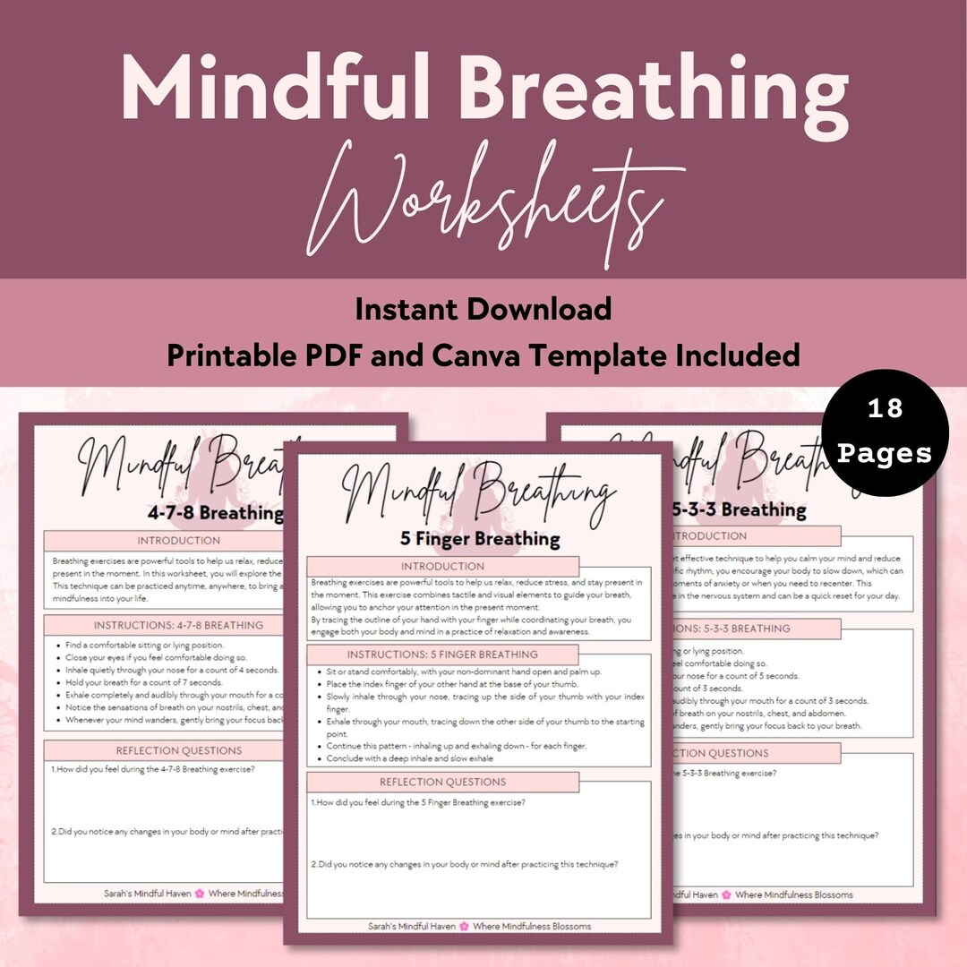Mindful Breathing Worksheets | Mindfulness Breathing Exercises PDF ...