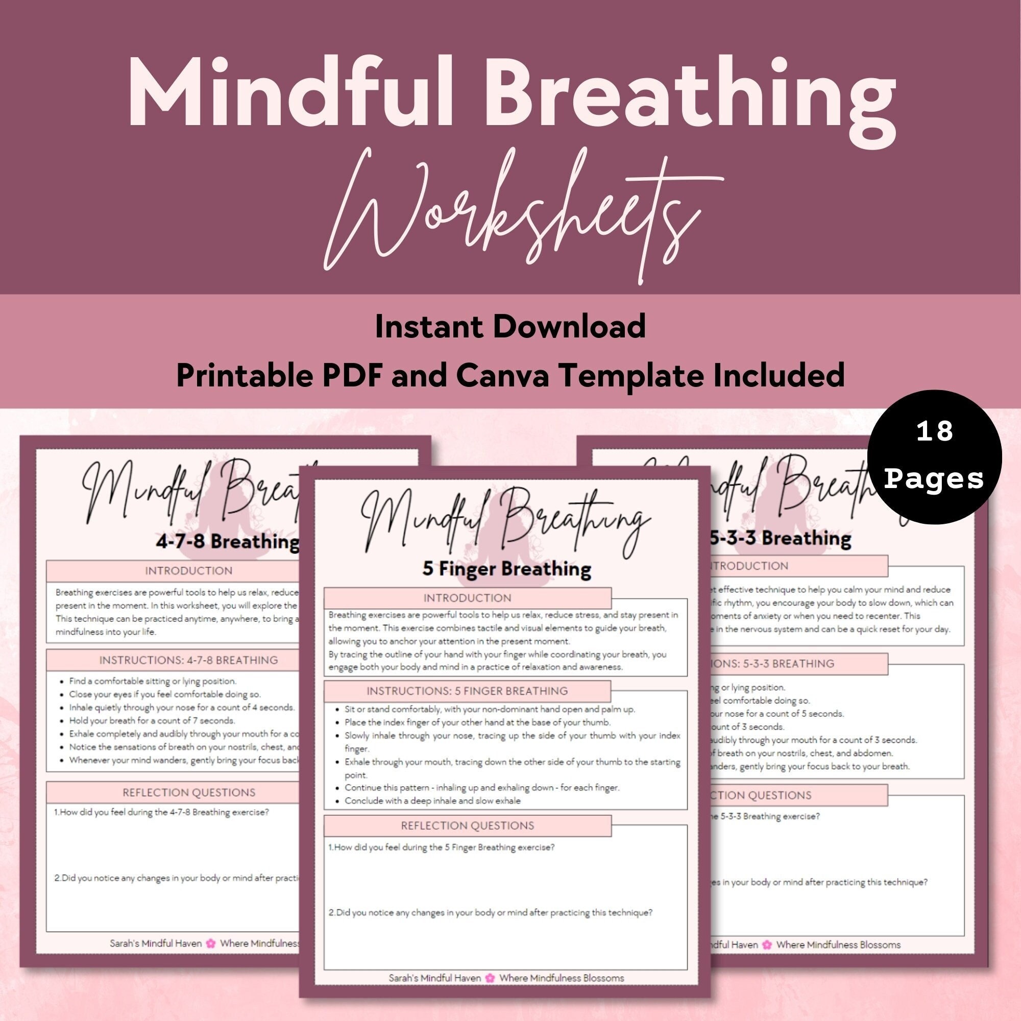 Mindful Breathing Worksheets | Mindfulness Breathing Exercises PDF ...