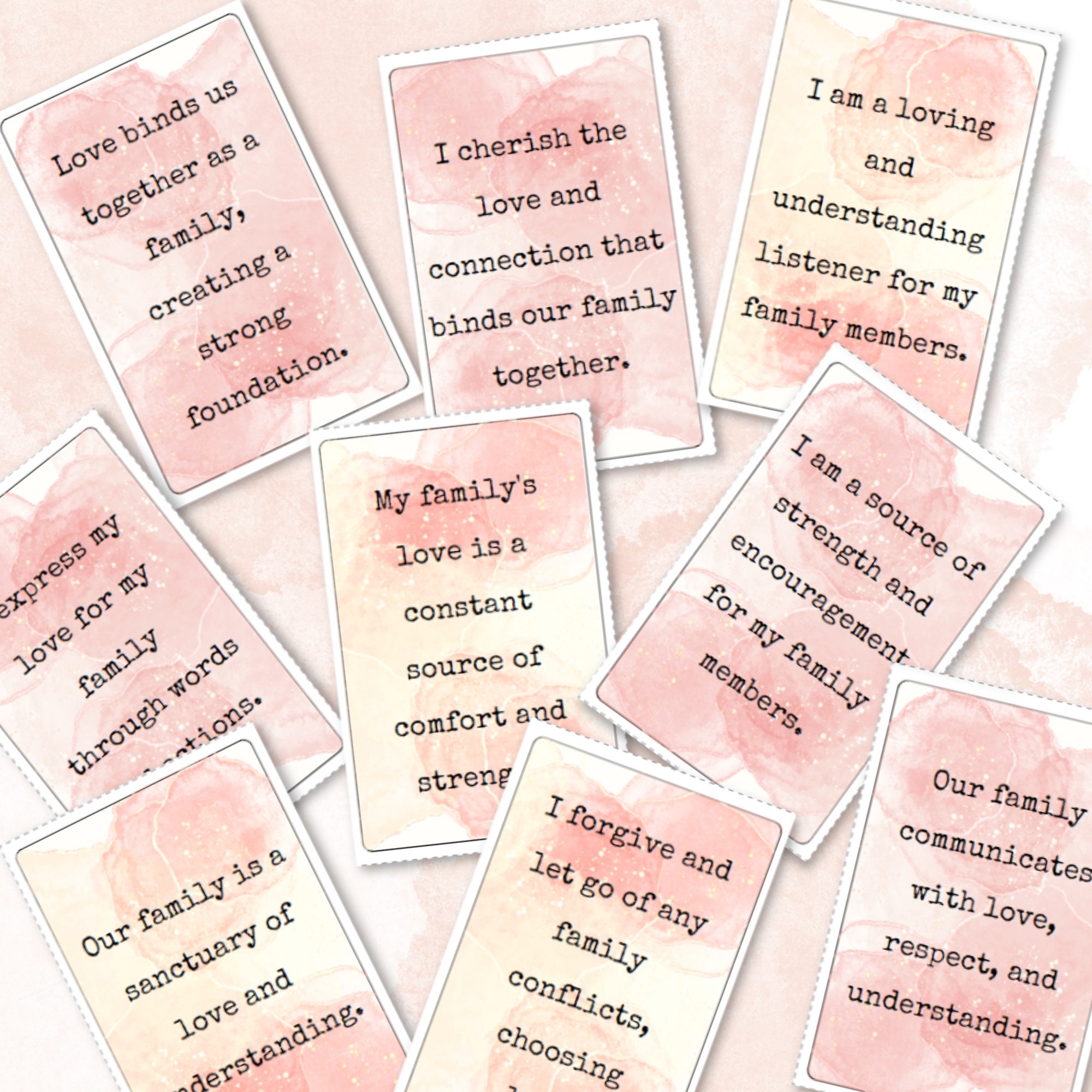 100 Affirmation Flashcards for Family Printable PDF Canva Template ...