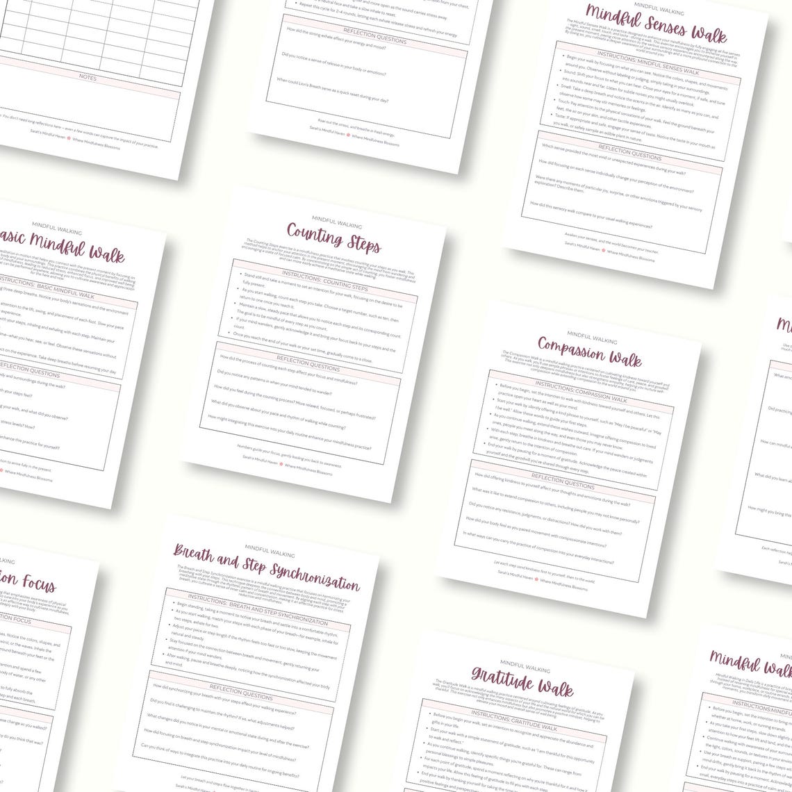 Mindful Walking Worksheets | Exercises + Reflections | Printable PDF ...