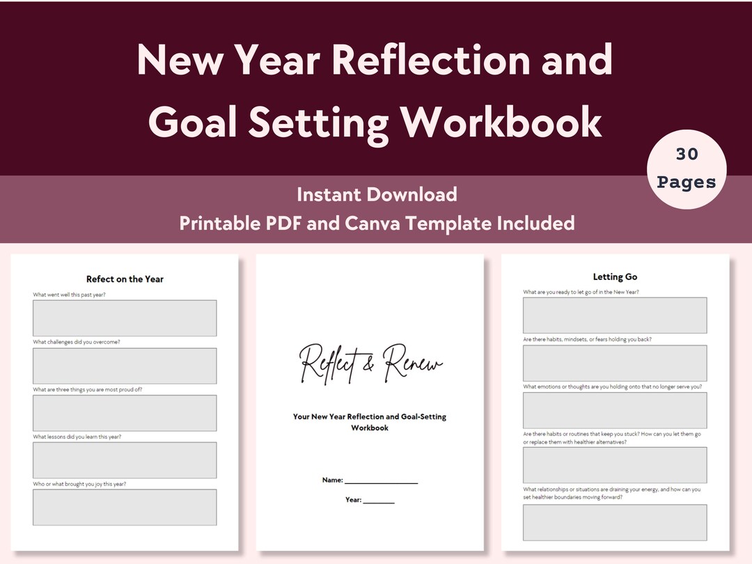New Year Reflection and Goal Setting Workbook | Mindful Goal Setting ...