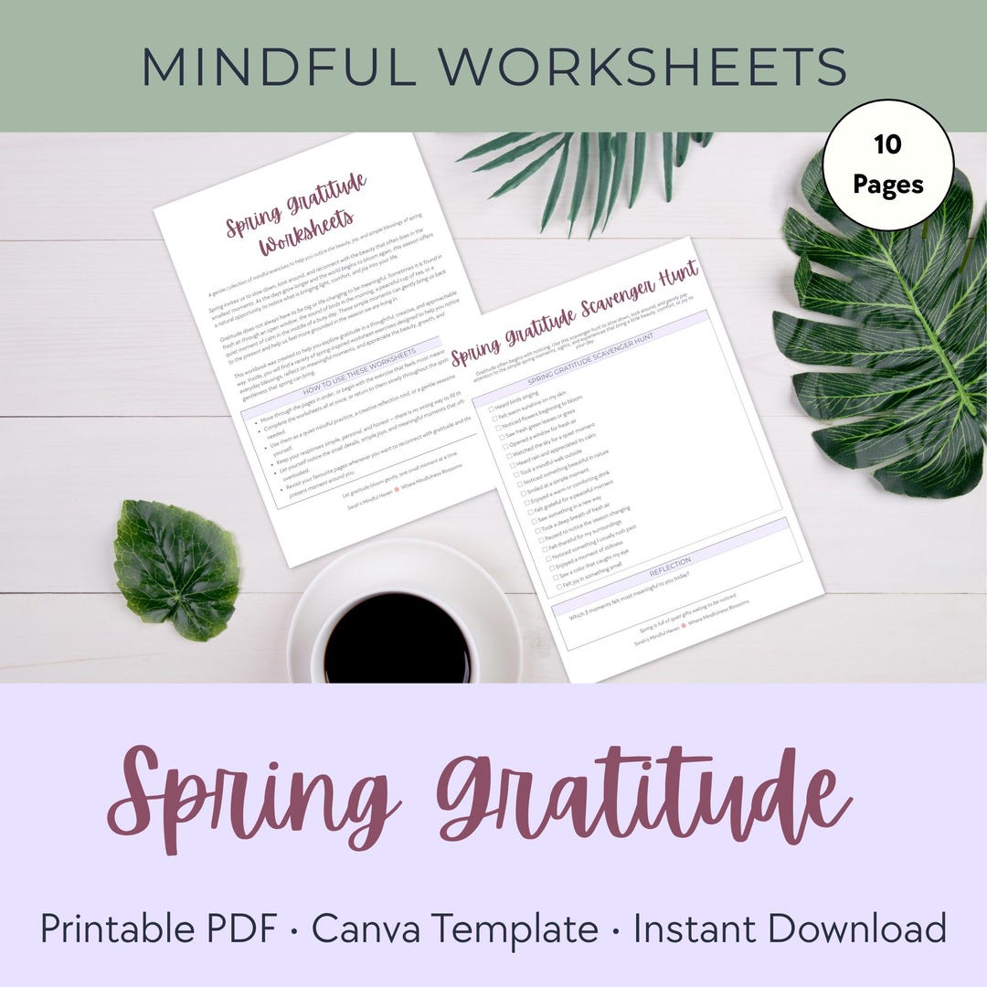 Spring Gratitude Worksheets | Printable PDF & Canva Template - Etsy