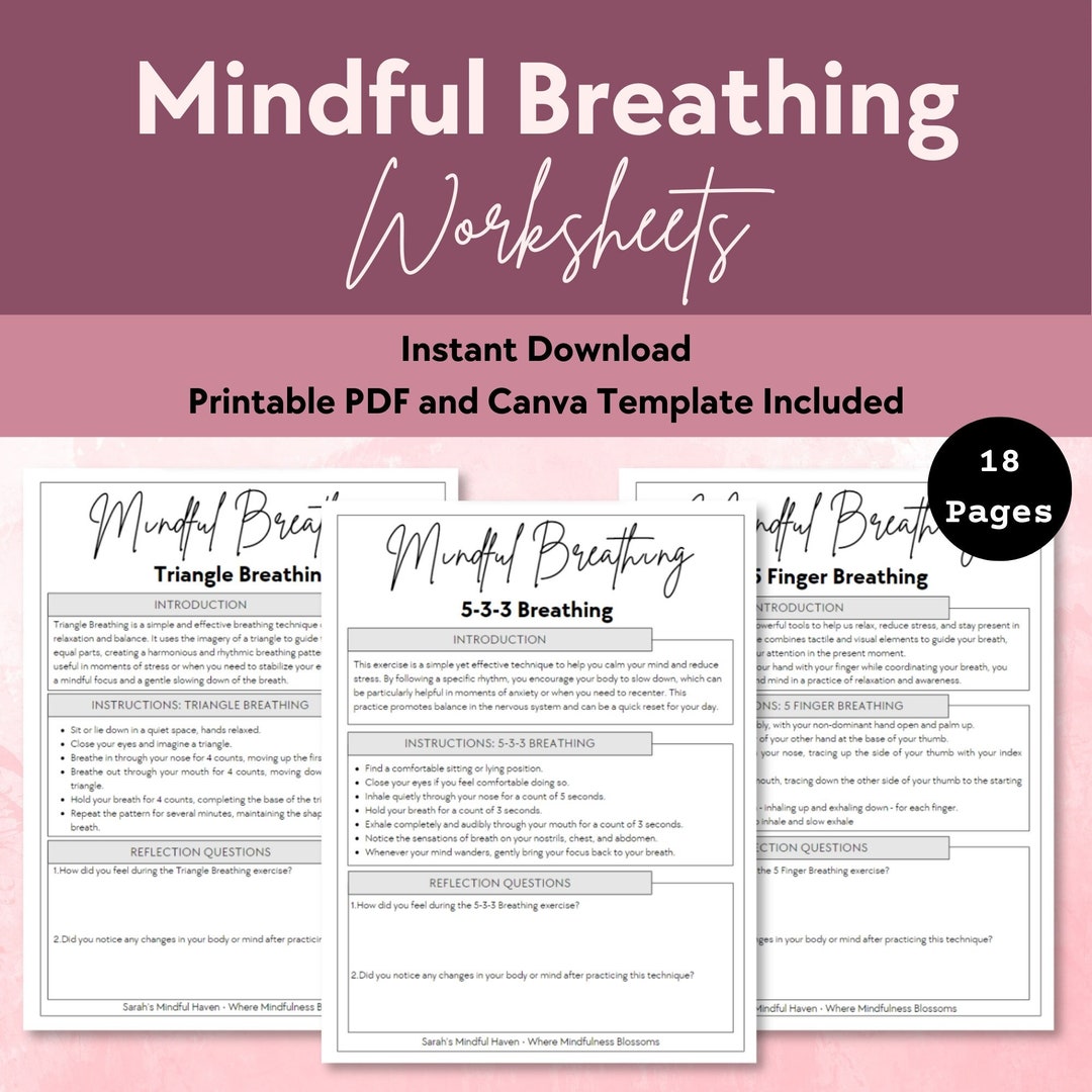 Mindful Breathing Worksheets | Mindfulness Breathing Exercises PDF ...