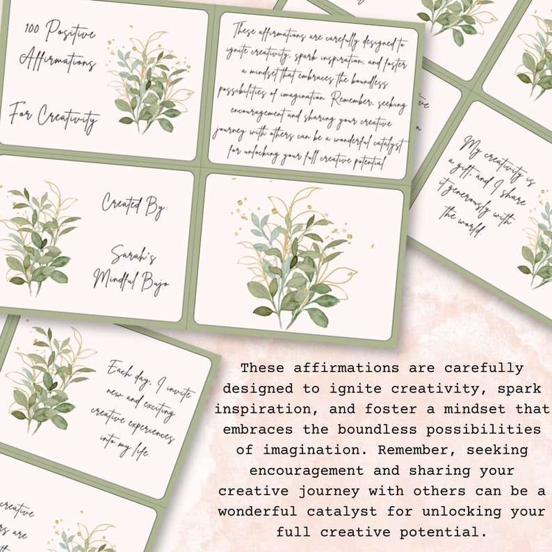100 Affirmation Flashcards for Creativity Printable Daily Positive ...