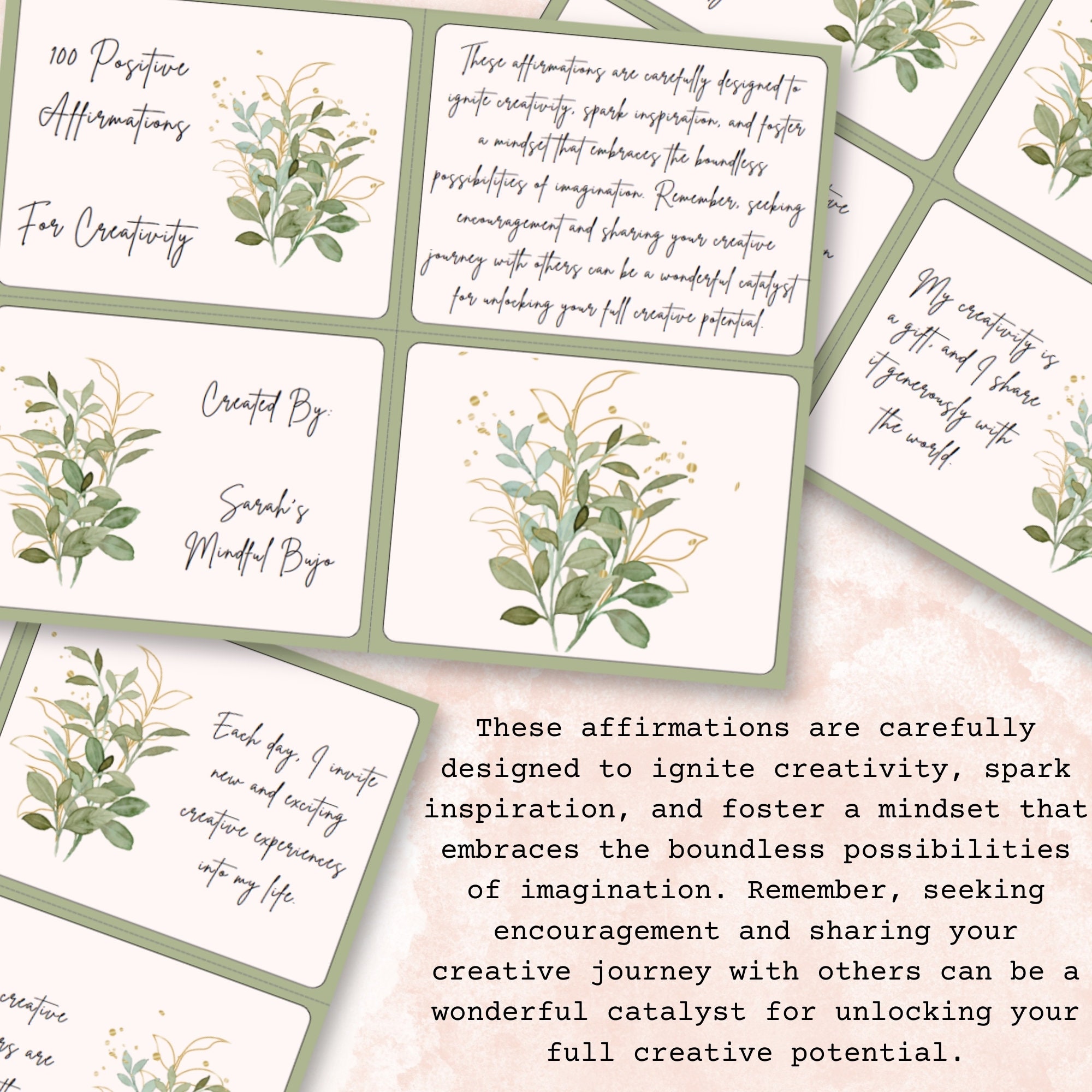 100 Affirmation Flashcards for Creativity Printable Daily Positive ...