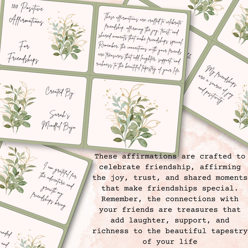 100 Affirmation Flashcards for Friendships | Printable PDF | Canva ...
