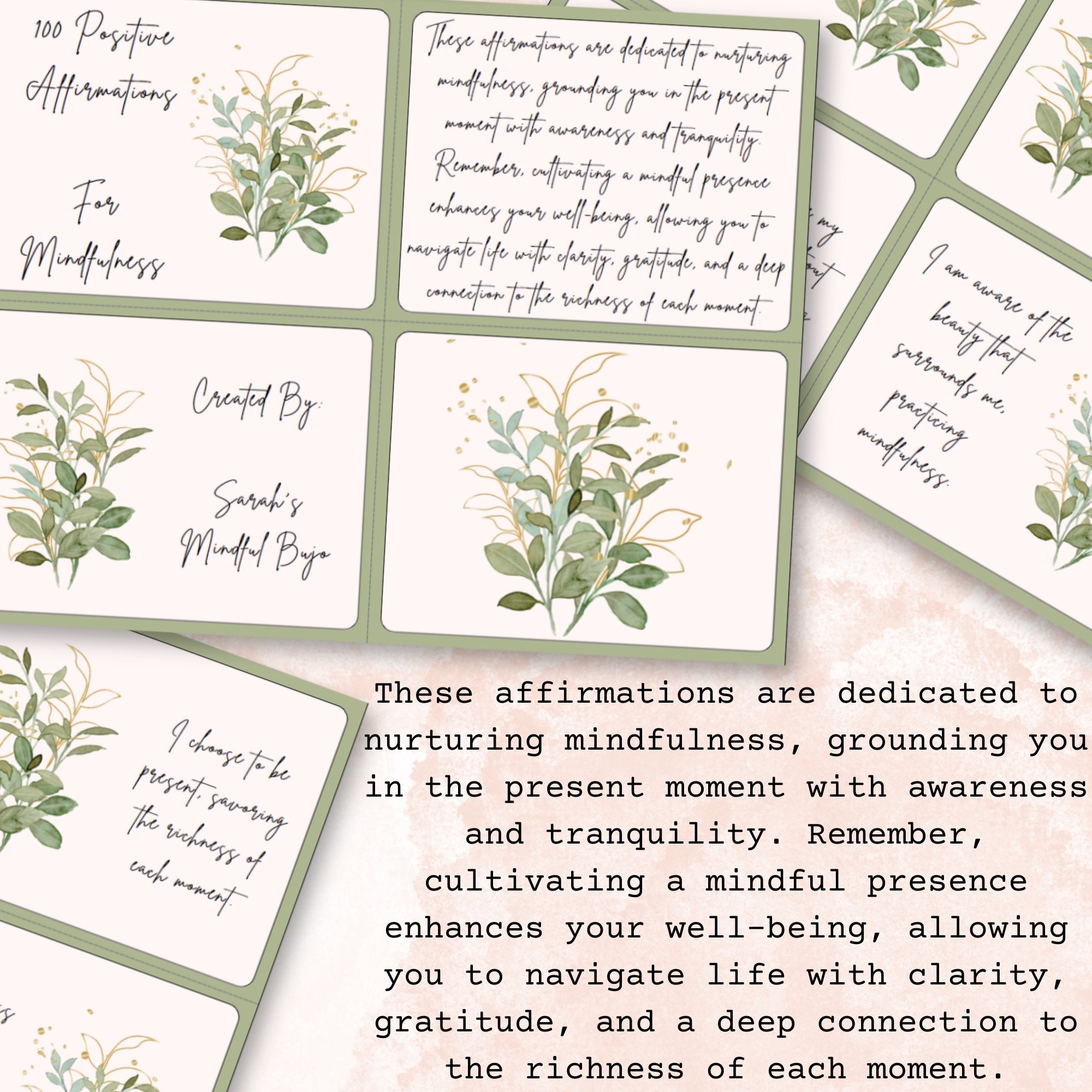 100 Affirmation Flashcards for Mindfulness | Printable Daily Positive ...