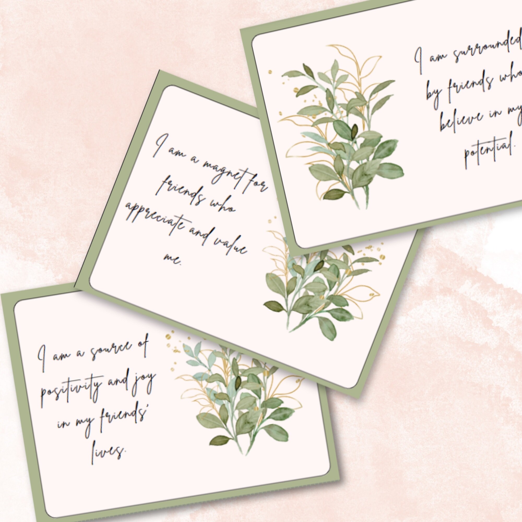 100 Affirmation Flashcards for Friendships Printable PDF Canva Template ...
