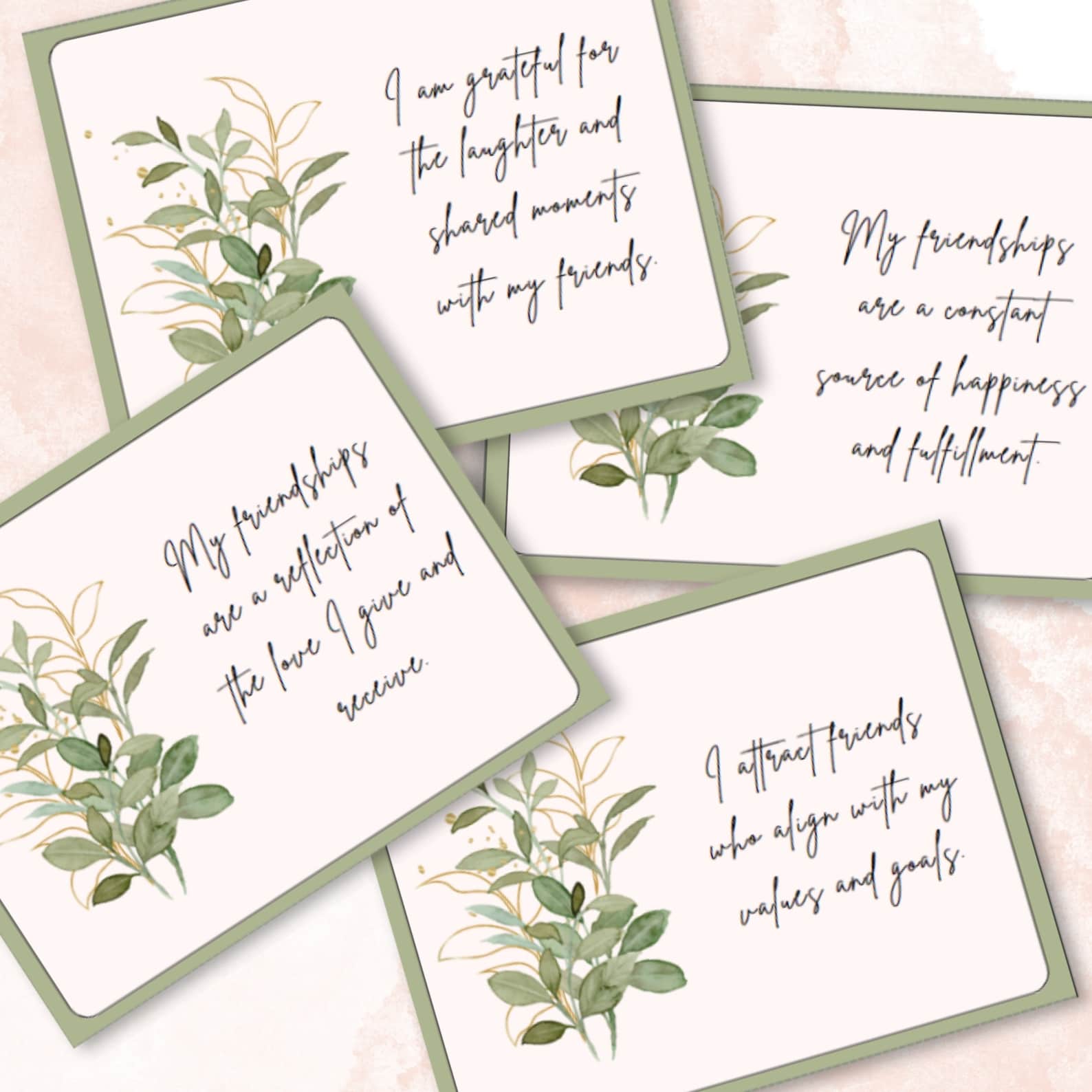 100 Affirmation Flashcards for Friendships Printable PDF Canva Template ...