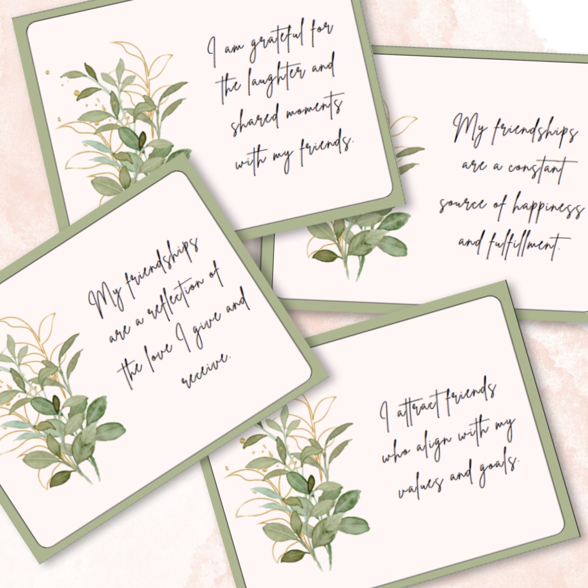100 Affirmation Flashcards for Friendships Printable PDF Canva Template ...