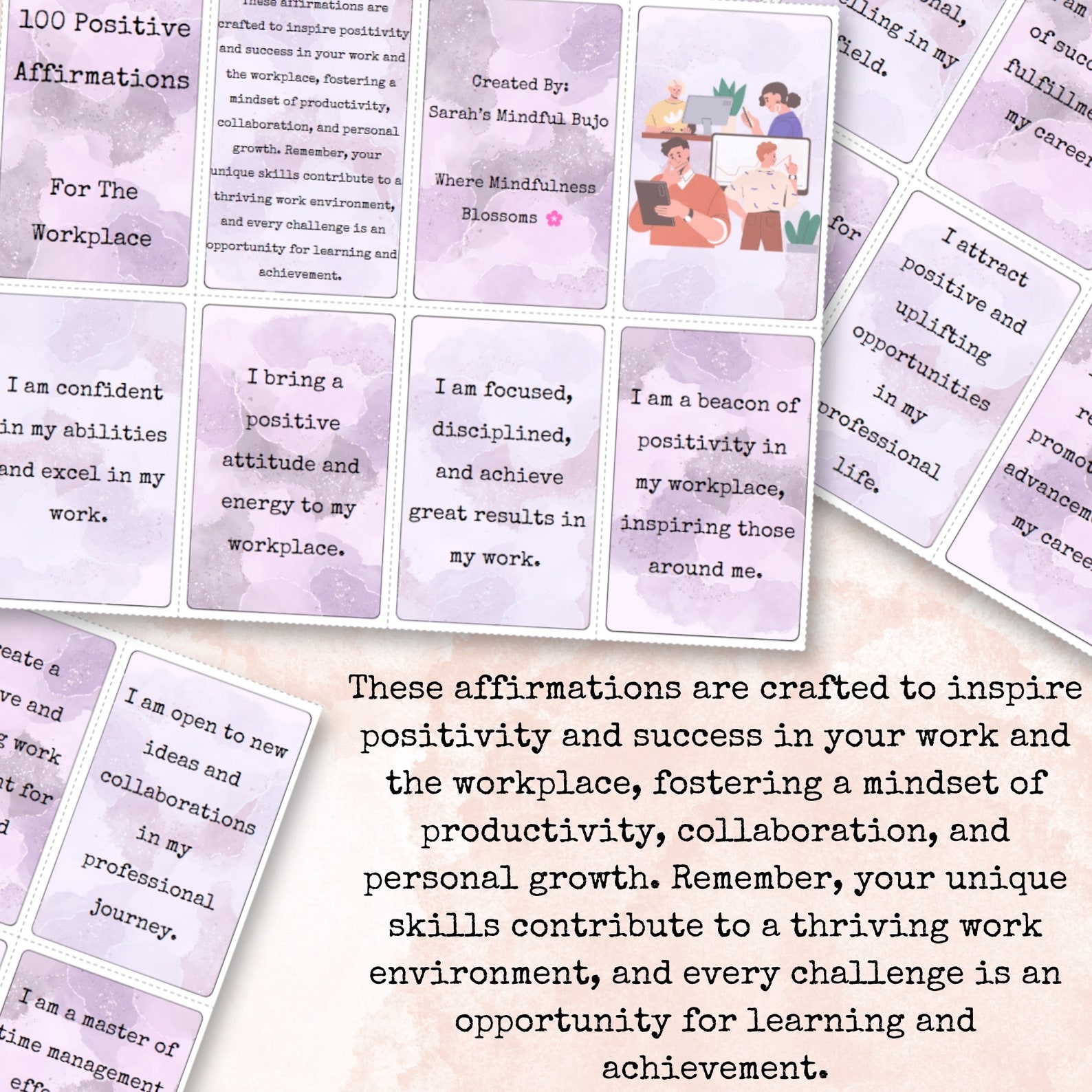 100 Affirmation Flashcards for the Workplace Printable PDF Canva ...