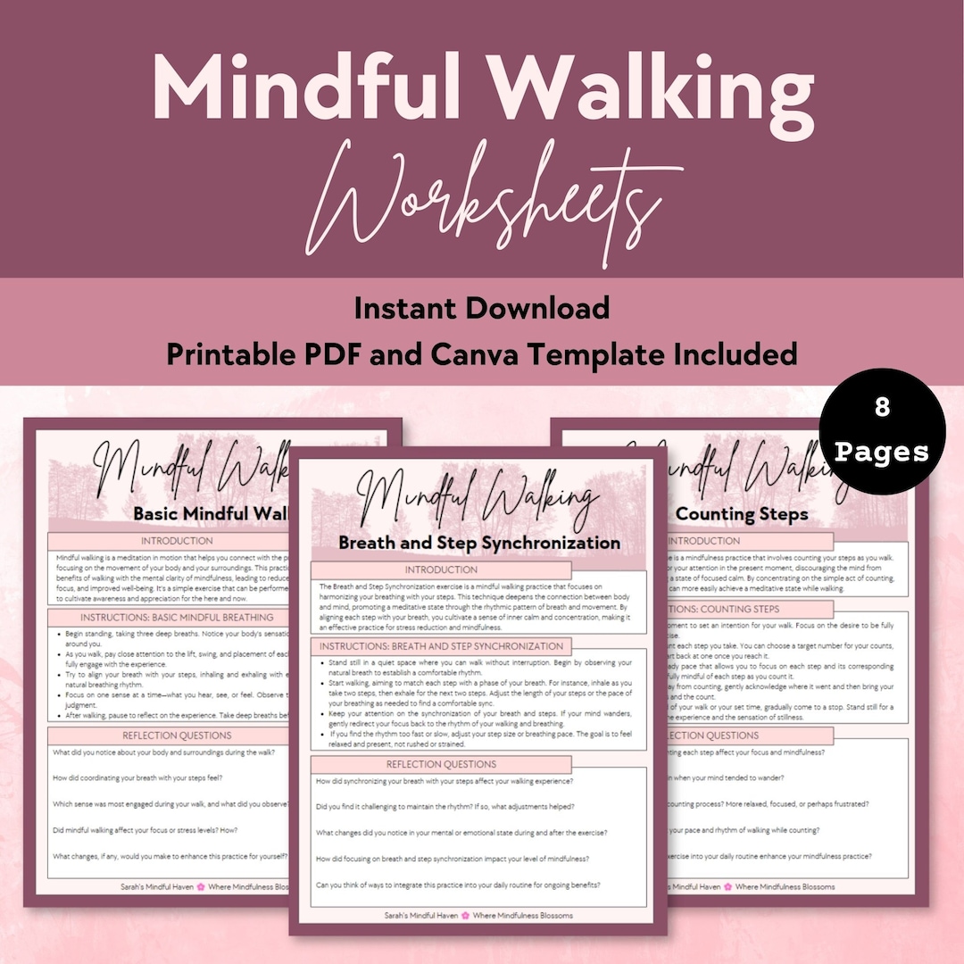 Mindful Walking Worksheets | Mindful Walking Exercises PDF Printable ...
