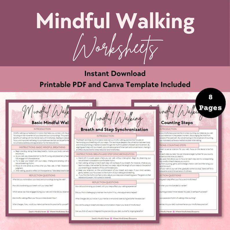 Mindful Walking Worksheets | Mindful Walking Exercises PDF Printable ...