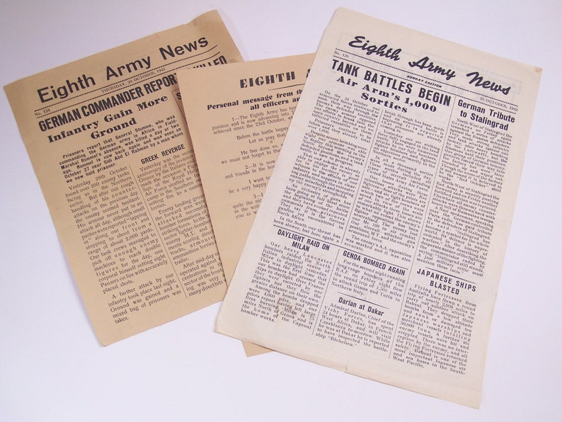 Original World War 2 1942 Eighth Army News Military Newspapers - Etsy