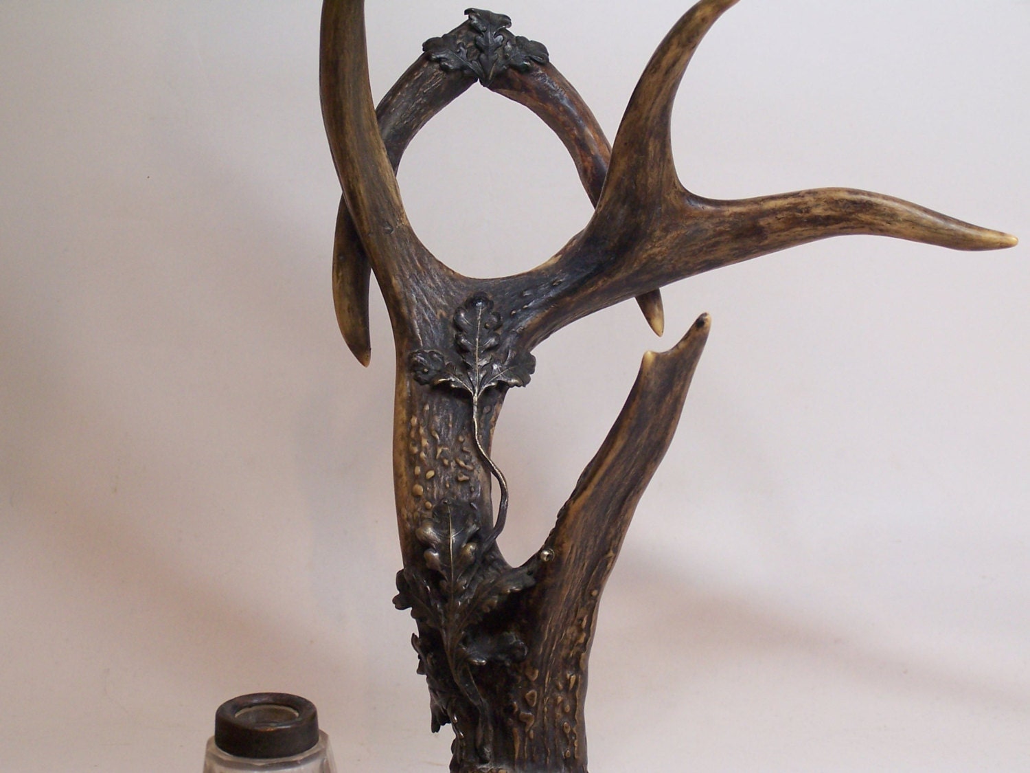 Antique Victorian Office Inkwell Quill Pen Holder Made of Deer or Elk ...