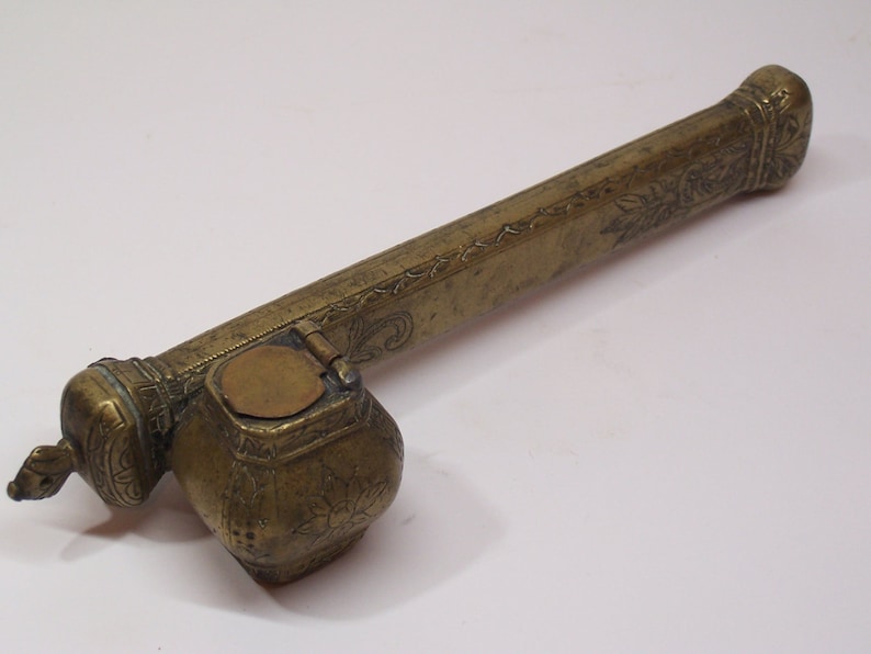 Antique Brass Traveler Scribe Inkwell and Quill Holder - Etsy