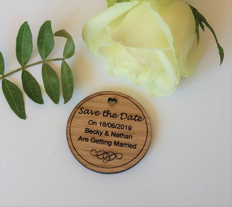 Hexagon Save The Date Wooden Magnets Rustic Wedding Favour | Etsy