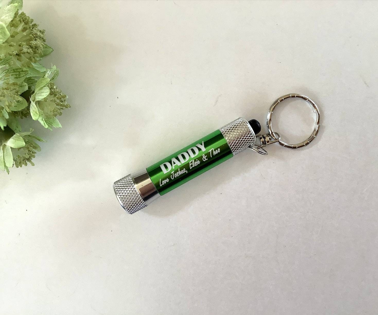 Mini Torch Keyring black or Green Engraved Torch Flash - Etsy UK