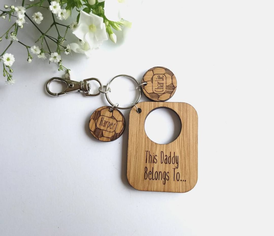 Fathers Day Key Ring - Football - This Daddy Belongs To.. Personalised ...