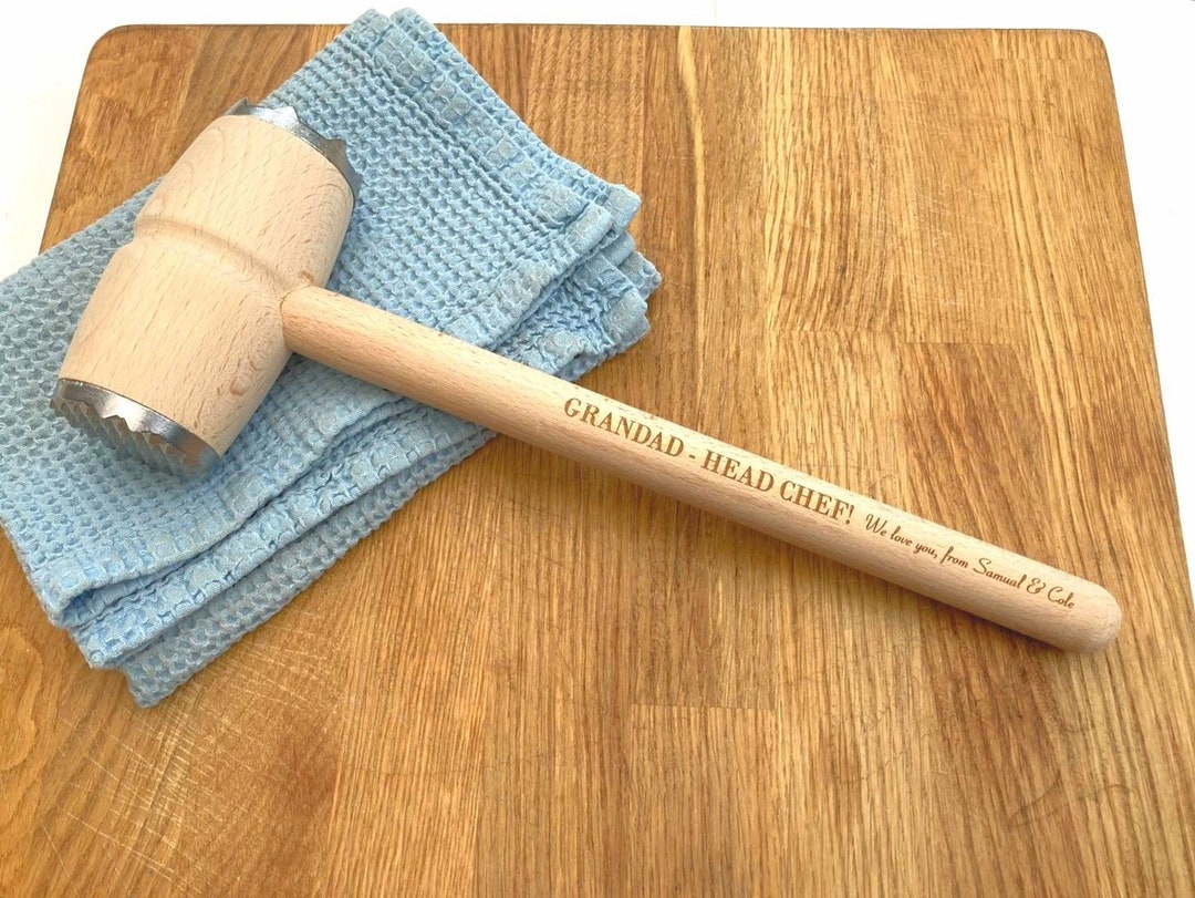 Personalised Meat Tenderiser Mallet - Wooden Meat Mallet - Grandad's ...