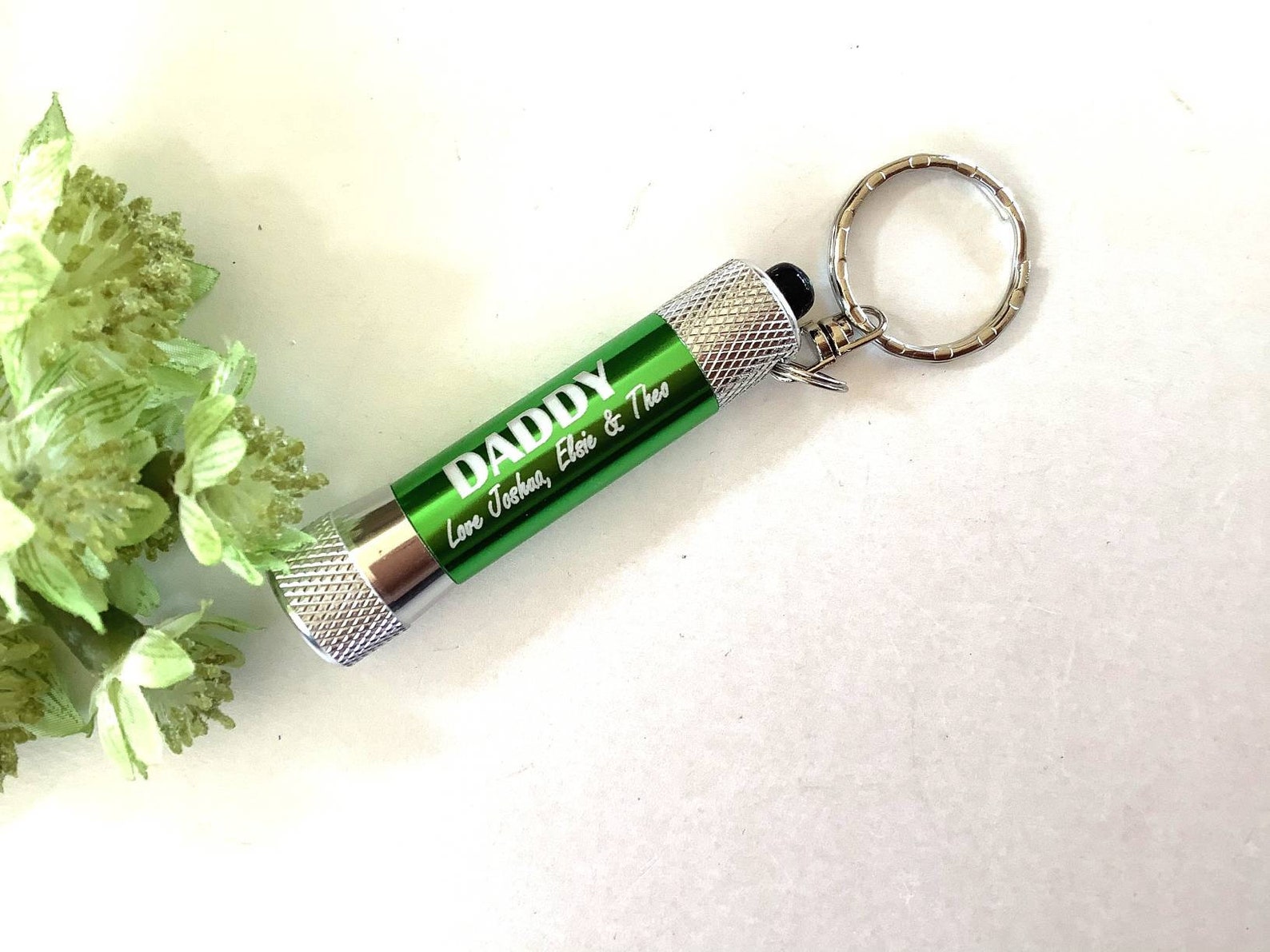 Mini Torch Keyring black or Green Engraved Torch Flash - Etsy UK