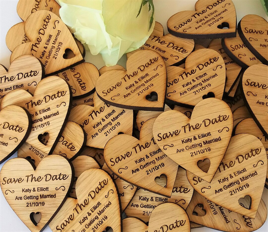 Save the Date Wooden Heart Magnets - Rustic Wedding- Wedding Magnet ...