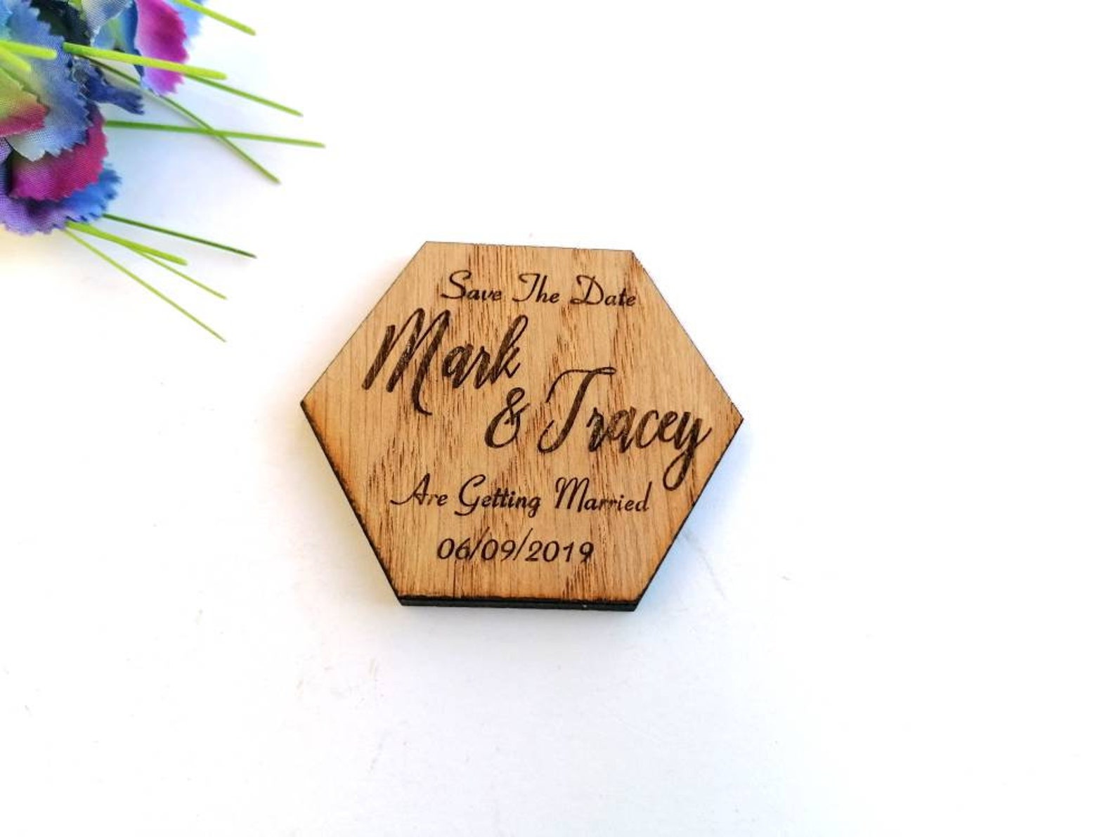 Hexagon Save the Date Wooden Magnets Rustic Wedding Favour - Etsy