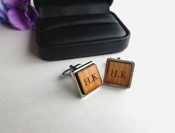 WOODEN CUFFLINKS Personalised Engraved Oak Wedding Gift - Etsy