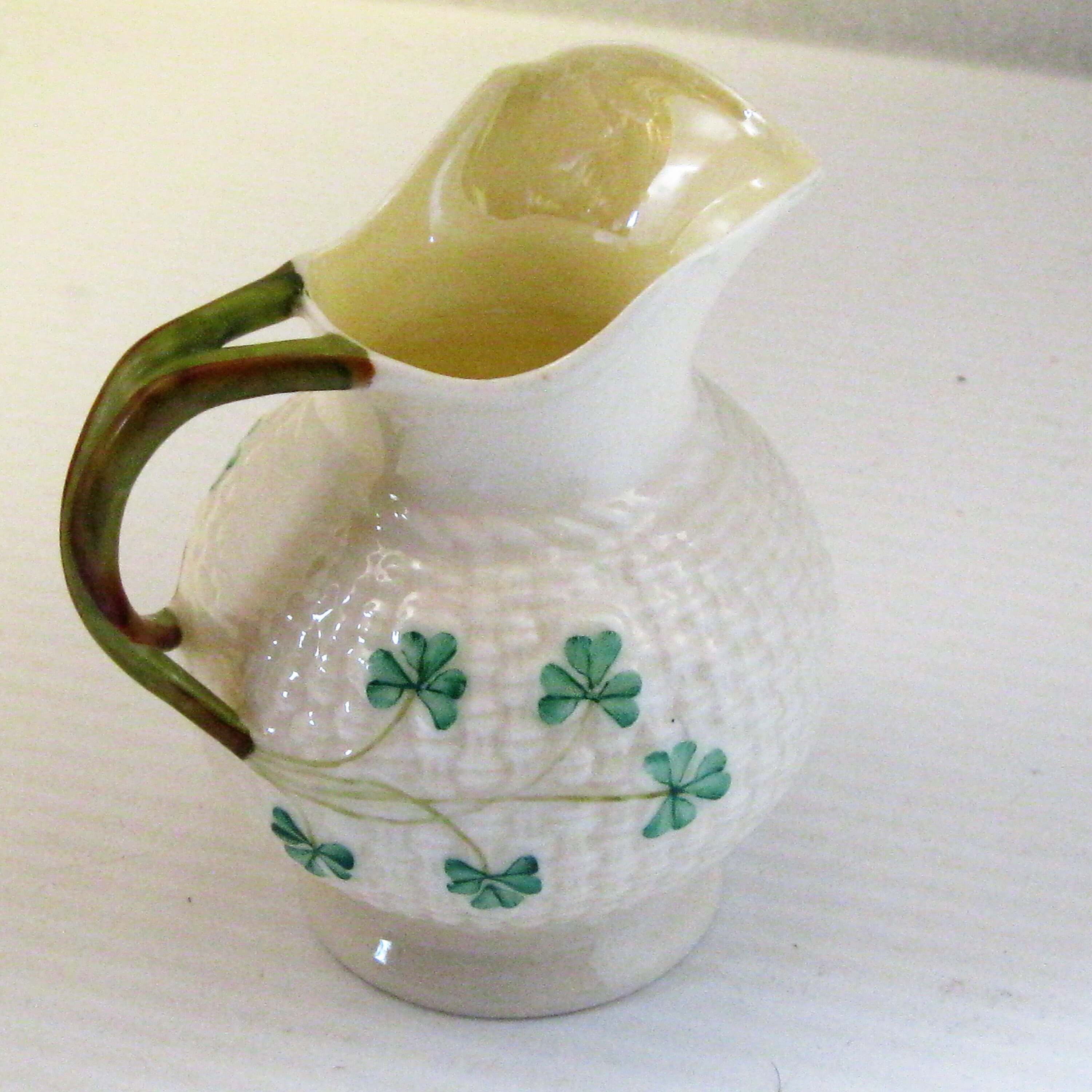 Belleek Shamrock Leaf Design Milk / Cream Jug With Irish 5th Green Mark ...