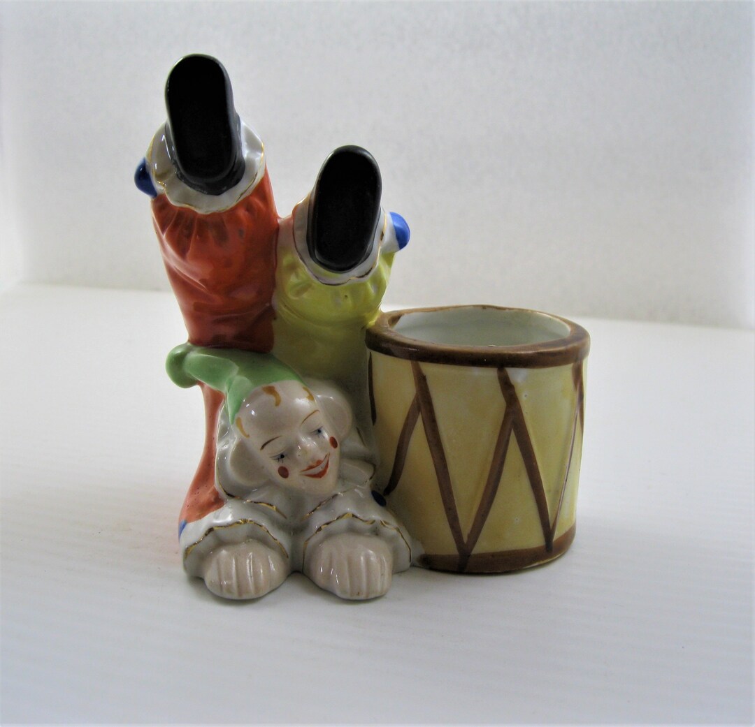Clown Figure Matchstick / Toothpick Holder, Colorful Acrobatic Clown ...