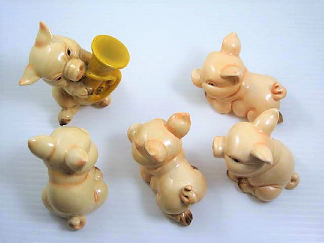 Goebel Figurines Pig Musician Playing Tuba Surrounded by Four Piglet ...