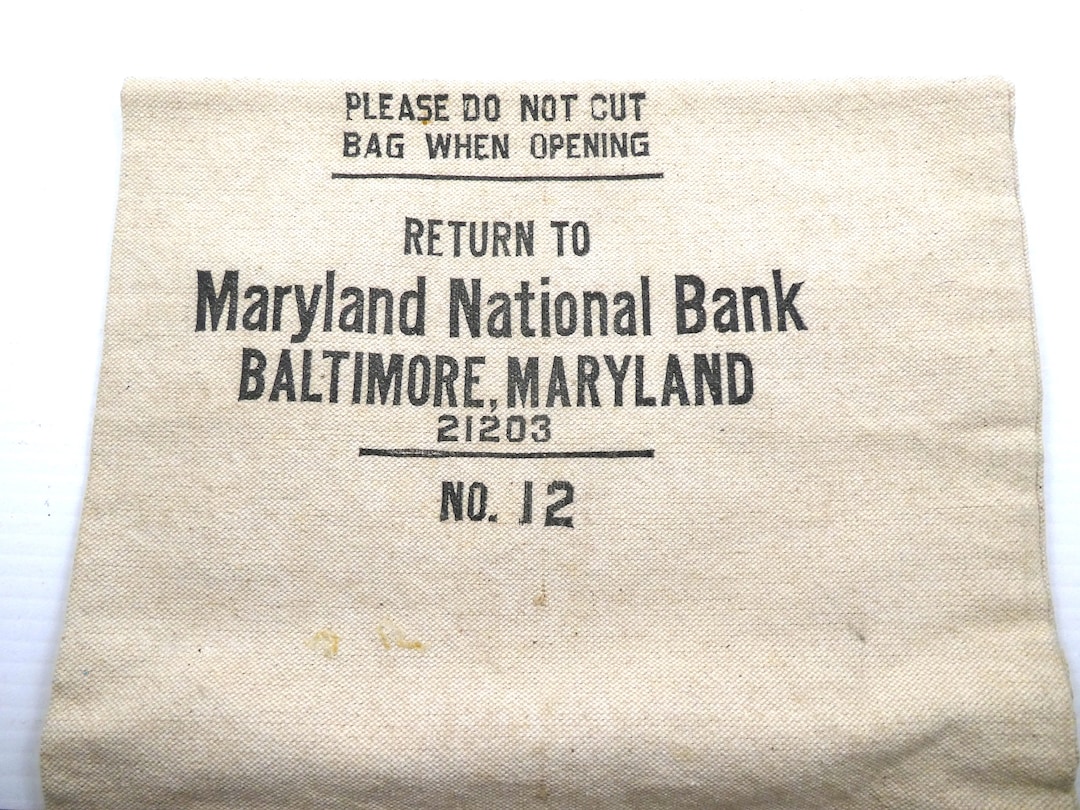 Coin Bag Vintage Maryland National Bank Deposit Coin Money Bag No. 12 ...
