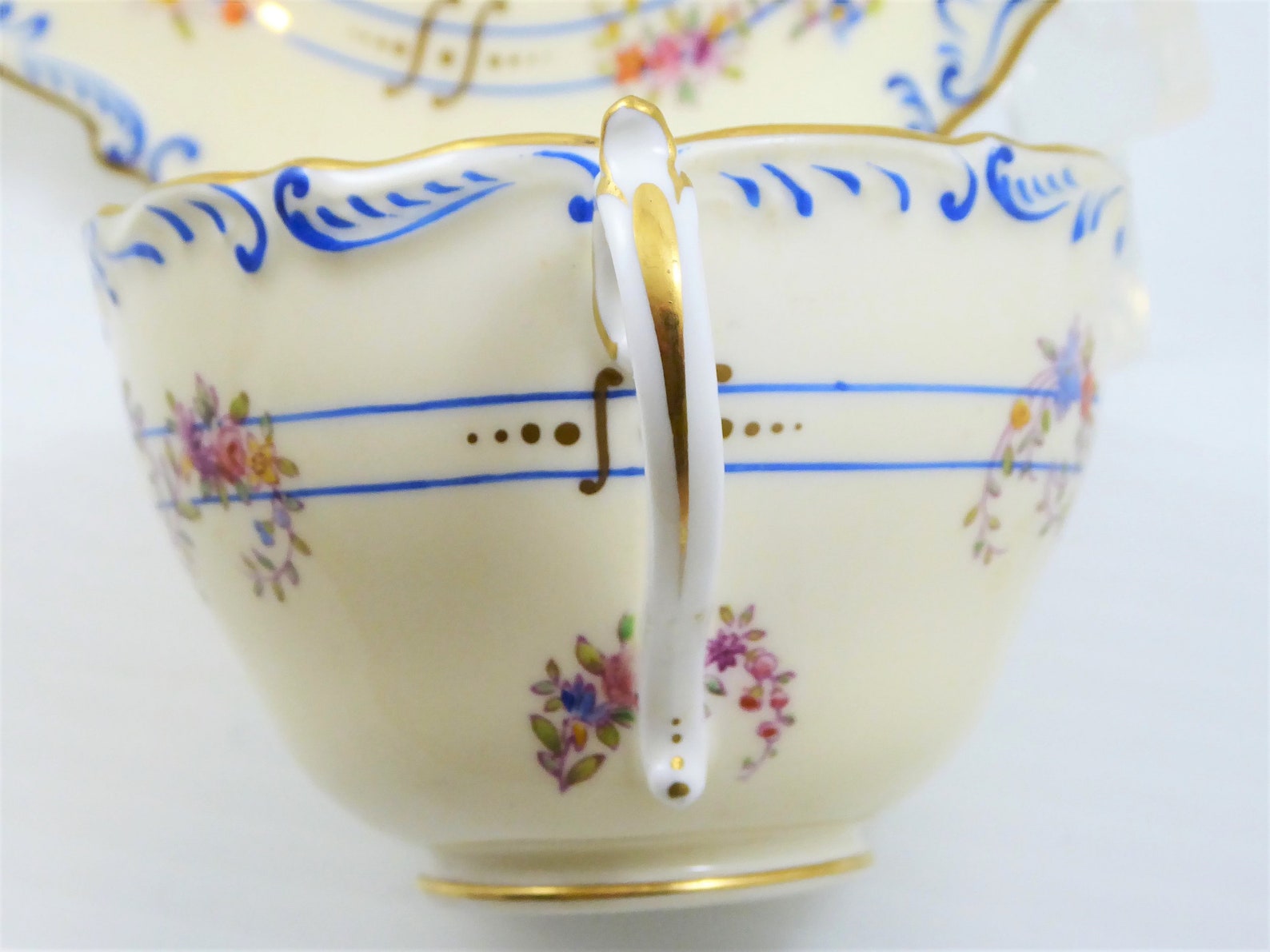 Coalport Cup and Saucer Floral Swag Garland on Yellow Background Bone ...