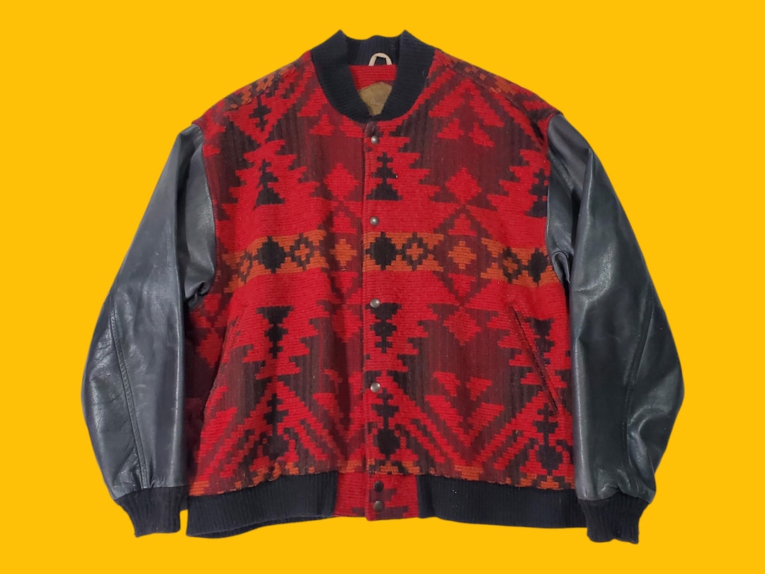 Vintage Woolrich Aztec Letterman Jacket Size Xl - Etsy