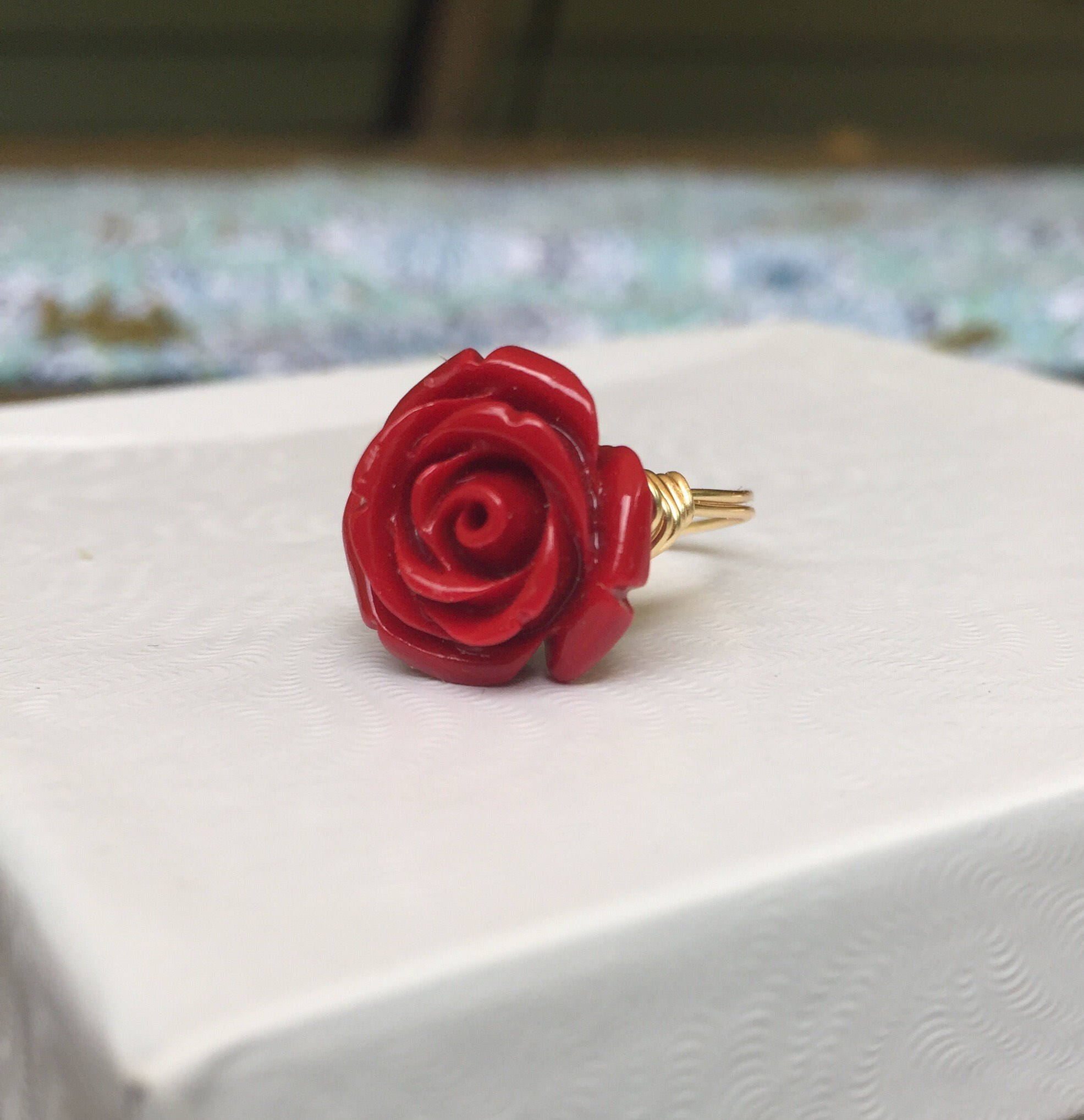 NEW STYLE Red Rose Ring Red Flower Ring Red Rose Flower | Etsy