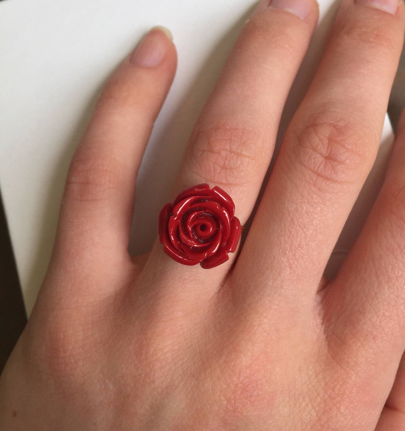 NEW STYLE Red Rose Ring Red Flower Ring Red Rose Flower Ring Red Flower ...