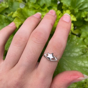 Hematite Star Ring: Silver-plated Wire, Stackable Jewelry - Etsy