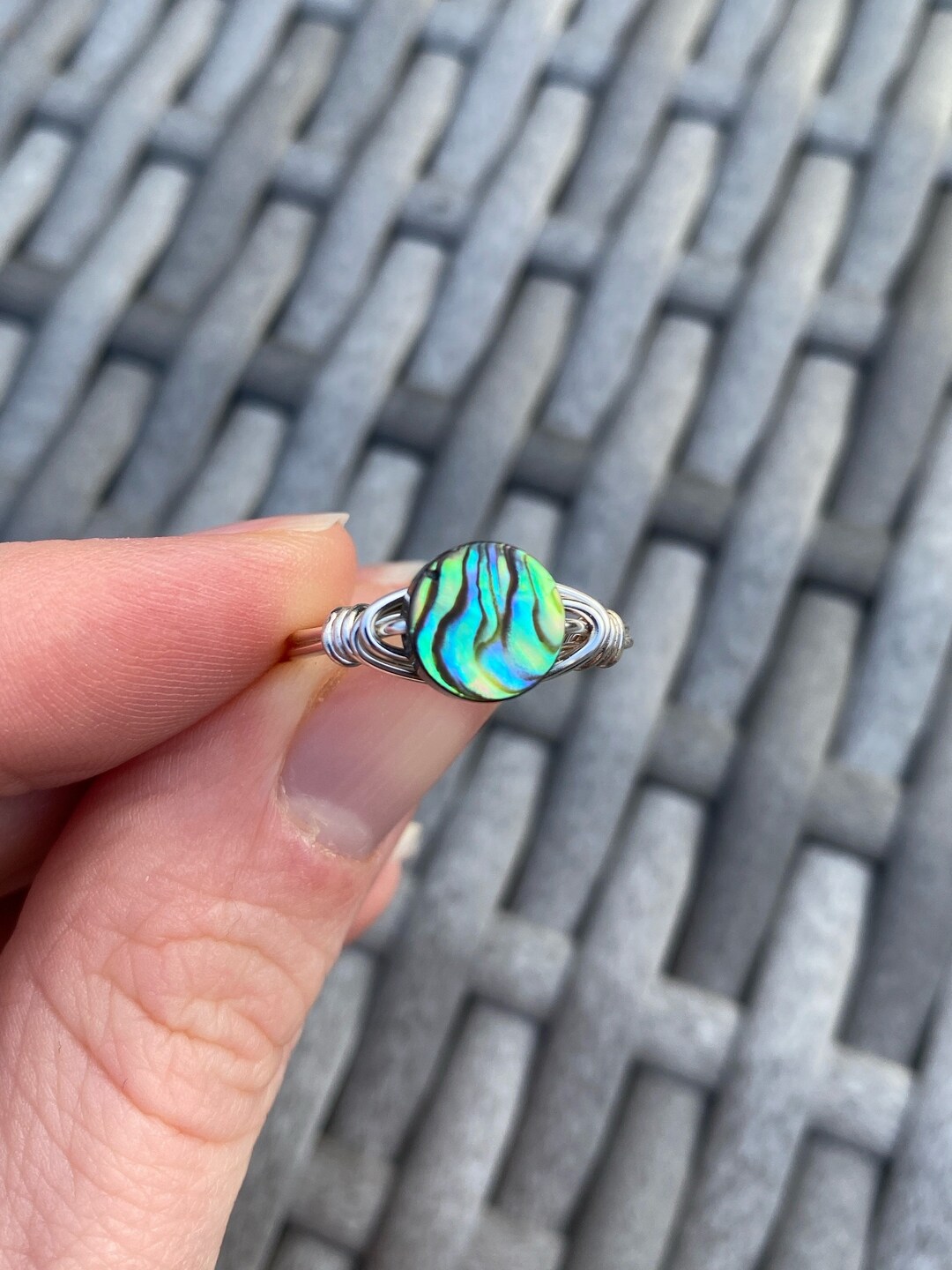 Round Abalone Ring | Paua Shell Ring | One of a Kind Ring | Unique Ring ...