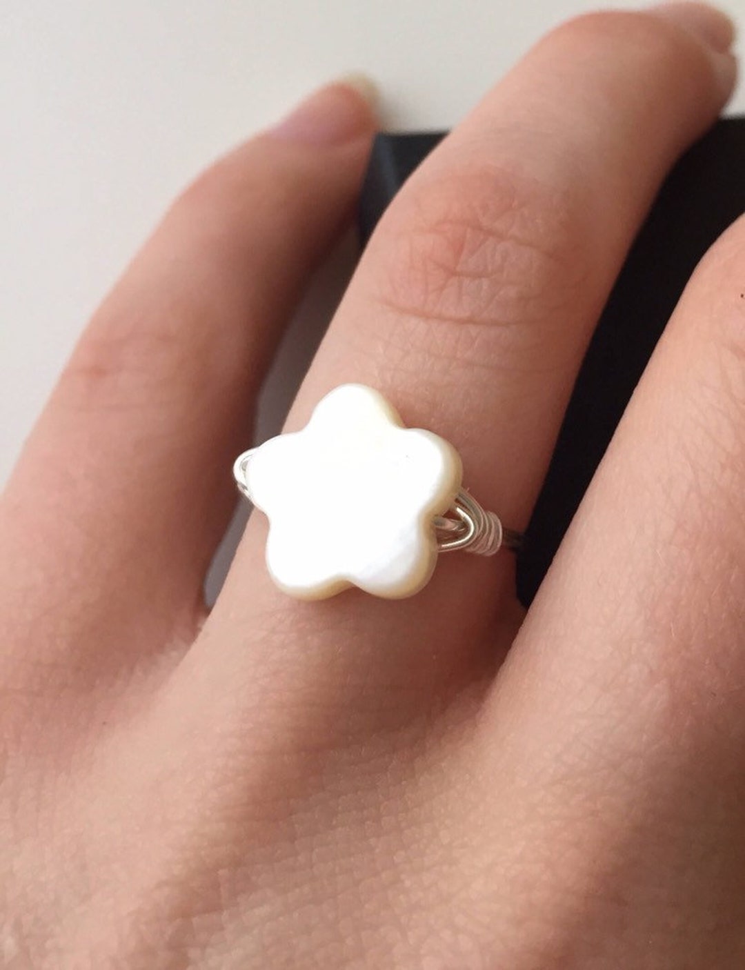 Small White Flower Ring | White Flower Jewelry | Everyday Ring | Mother ...