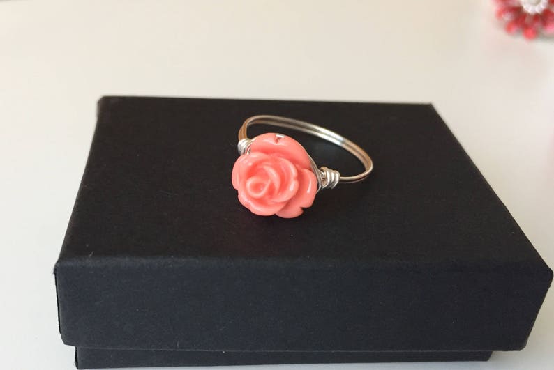 Peach Flower Ring Small Flower Ring Small Peach Flower | Etsy