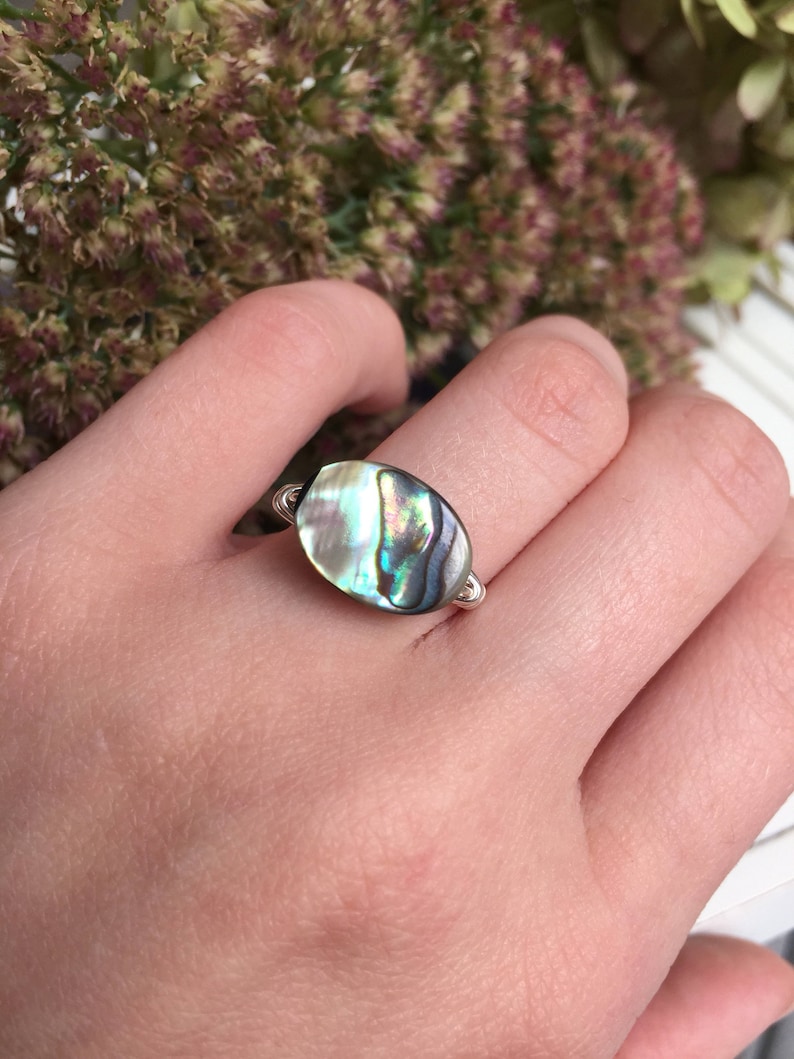 Oval Abalone Ring Abalone Shell Ring Mosaic Ring One of | Etsy