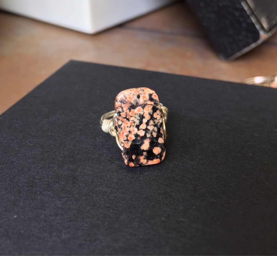 Red Snowflake Jasper Rectangular Ring: Boho Jewelry - Etsy