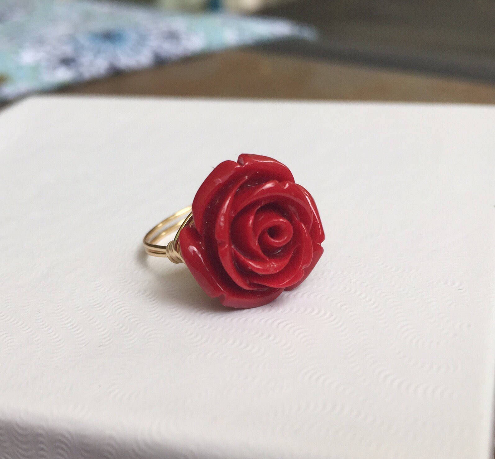 NEW STYLE Red Rose Ring Red Flower Ring Red Rose Flower | Etsy