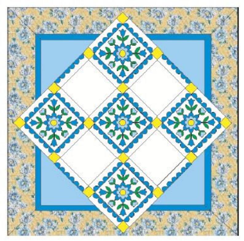 Quilt Pattern, Blue Bouquet, Hand Applique - Etsy