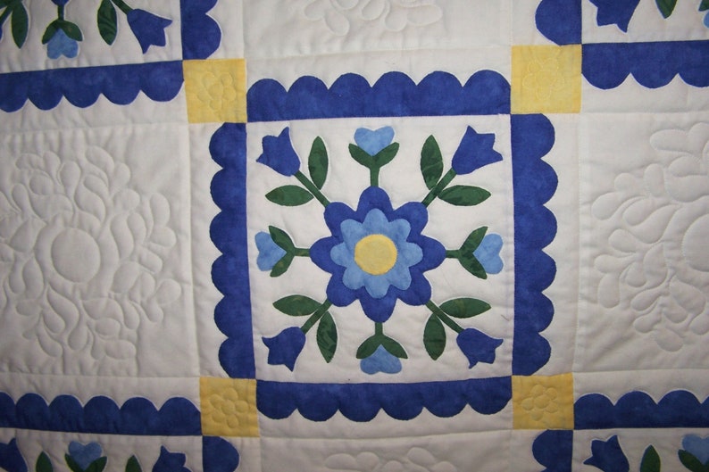 Quilt Pattern, Blue Bouquet, Hand Applique - Etsy