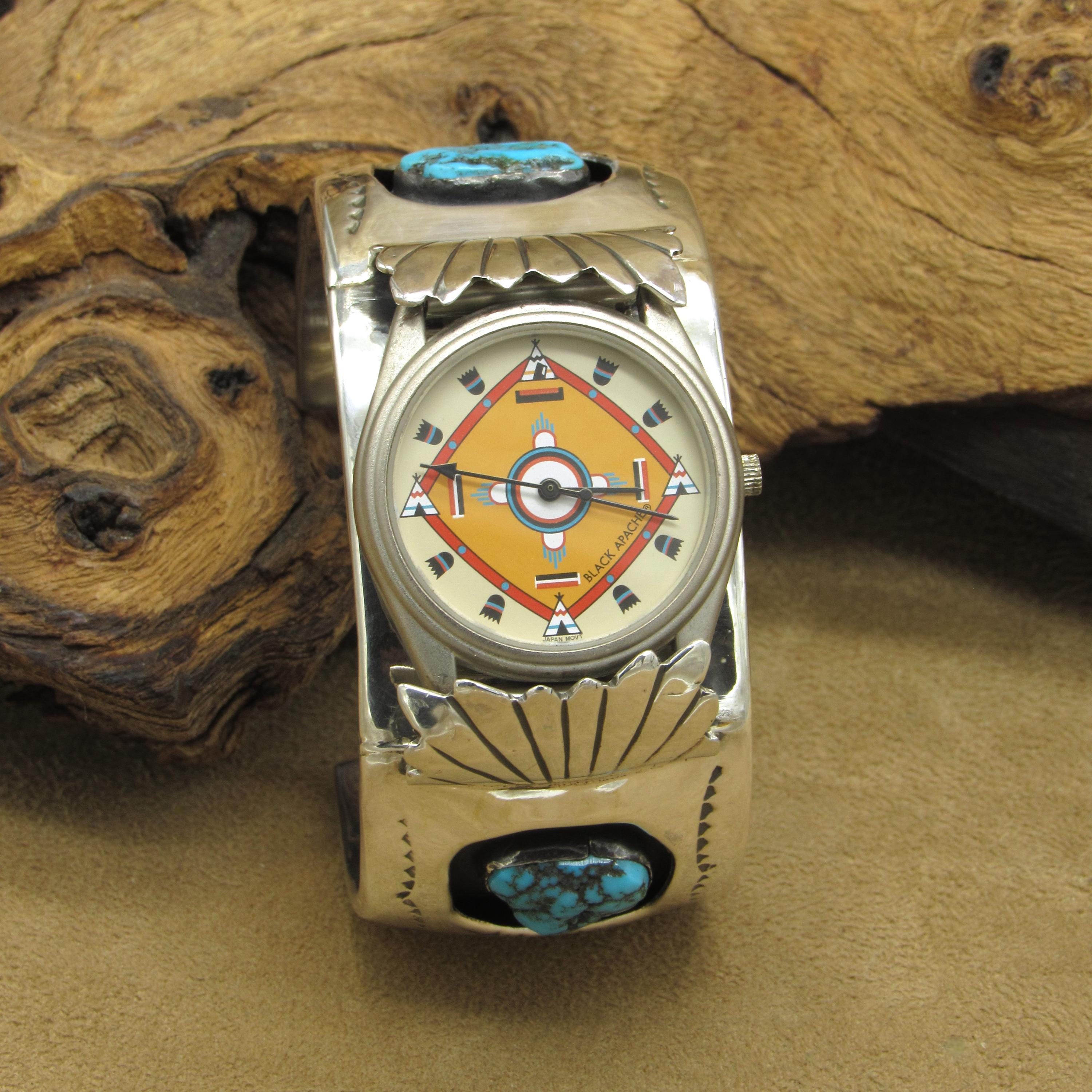 Sterling Silver and Turquoise Shadow Box Watch Bracelet - Etsy