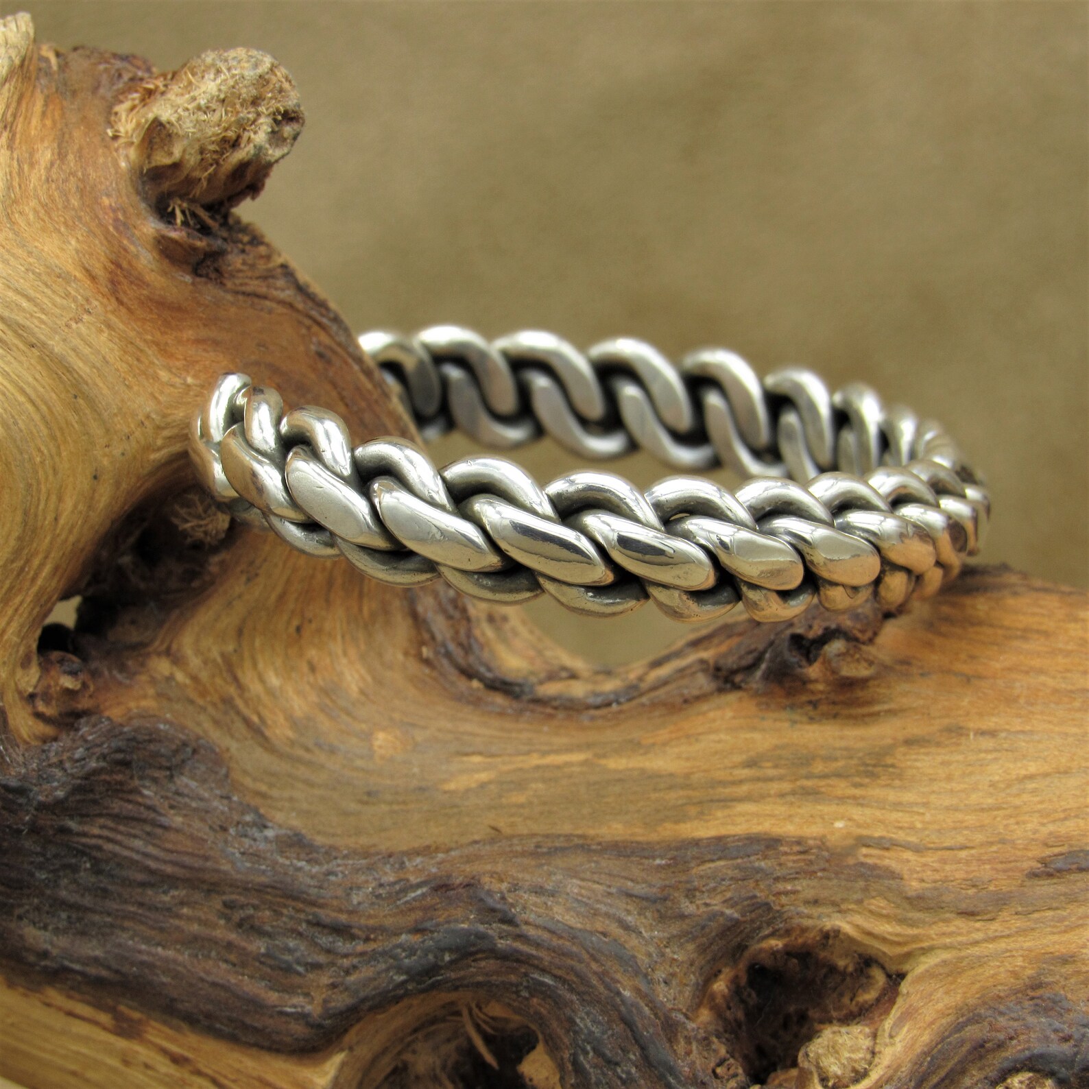 Sterling Silver Braided Wire Cuff Bracelet - Etsy