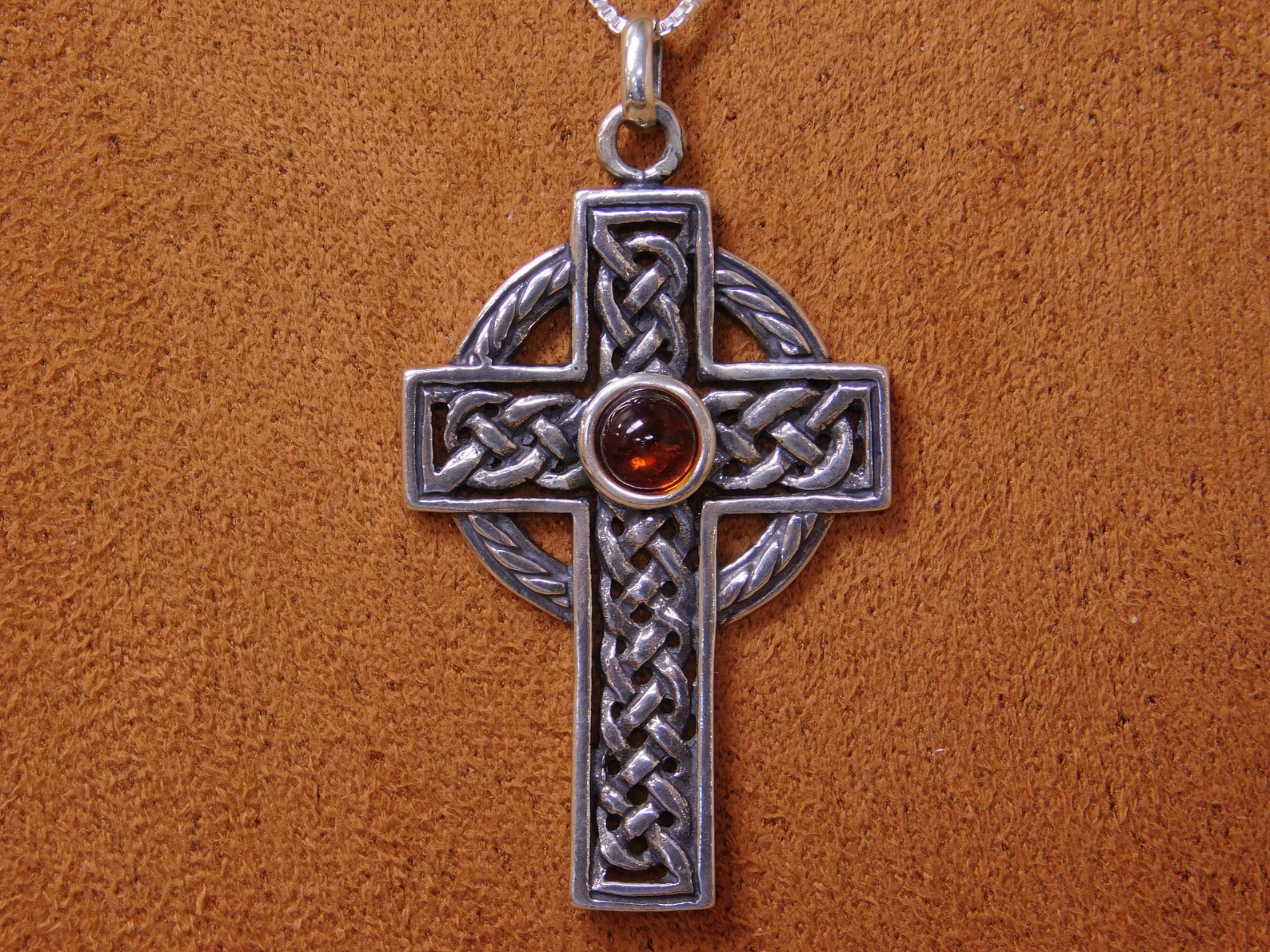 Vintage Sterling Silver Amber Cross Pendant | Etsy