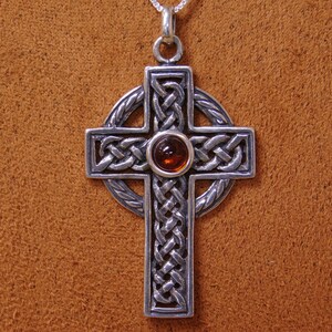 Vintage Sterling Silver Amber Cross Pendant - Etsy